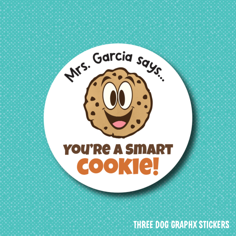 Personalized Smart Cookie Teacher Stickers | Three Dog Graphx Stickers ...